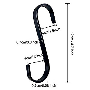 WEYEEN 10PCS Black S Hooks 4.3 inch，Heavy Duty S Hooks for Hanging Plants Outdoor Kitchenware Pan Pots Utensils Closet Clothes Bags Towels Kitchen Hooks Hanger