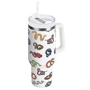 ARGTILDN 40 oz Tumbler Snake Animal Insulated Travel Mug with Handle and Straw Lid Stainless Steel Vacuum Coffee Cup Tea Beverage Container Water Bottles for Car Sports office