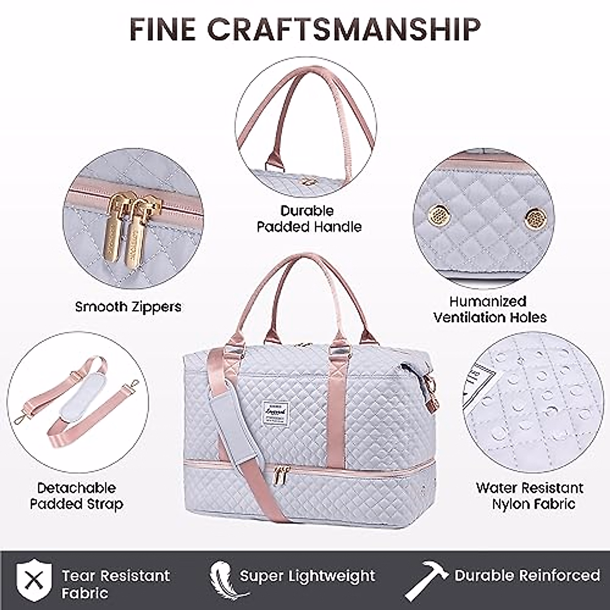 LOVEVOOK Travel Duffle Bag, Weekender Bags for Women with Shoe Compartment, Carry on Overnight Bag with Toiletry Bag, Gym Duffel Bag with Wet Pocket, Hospital Bags for Labor and Delivery