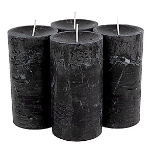 SPAAS Rustic Black Pillar Candles - 2.8" X 5" Unscented Black Candles - 4 Pack Rustic Halloween Candles for Black Home Decor, Halloween Decor, Wedding, Spa, Holidays, Restaurants