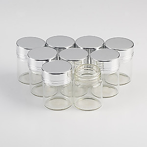 12units Glass Bottles Screw Top Empty Jars Vial 15ml Candy Vanilla Pill Food Perfume Bottle Metal Cap (12, 15ML-Silver Lid)
