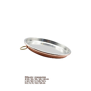 CREARTISTIC 100% Made in Italy – Pizza Tray for Oven - 14.2x1.2 Inch - 2.1 Qt– Copper Pizza pan - Tinned copper baking pan for Pizza - Pizza pan for oven – Baking pan - Handmade