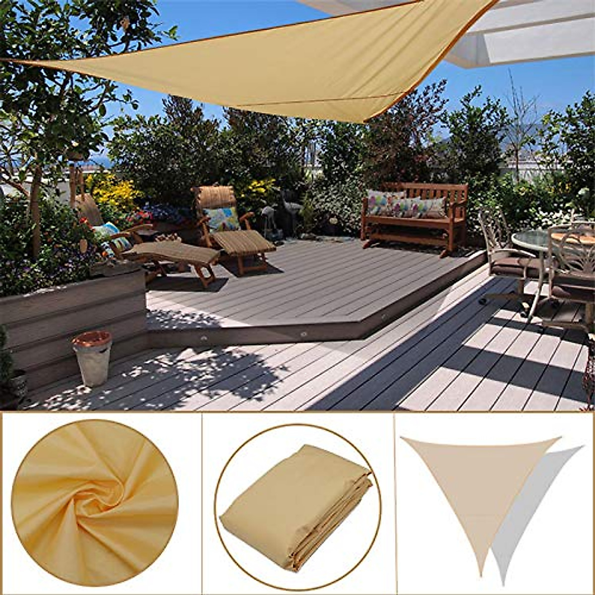 Firlar Triangle Sun Shade Sail Waterproof Triangle Canopy for Patio UV Block for Outdoor Patio Garden Backyard Facility and Activities Patio Carport Awning, 6.5'x6.5'x6.5'
