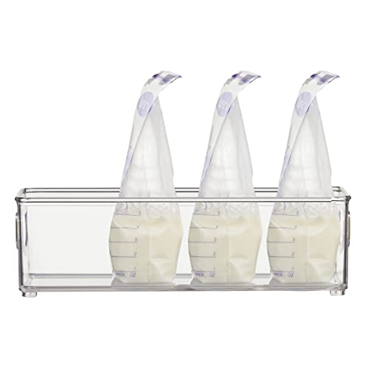 mDesign Small Plastic Nursery Storage Container Bins with Handles for Organization in Cabinet, Closet or Cubby Shelves - Organizer for Baby Food, Bibs, Formula - Ligne Collection - 4 Pack - Clear