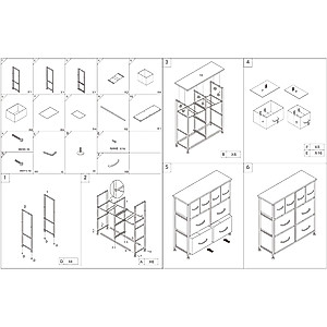 AZL1 Life Concept Bedroom, Wide Fabric Dresser for Storage and Organization, Black (8-Drawers)