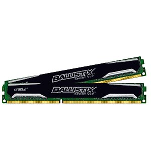 Ballistix Sport 16GB Kit (8GBx2) DDR3-1600 Very Low Profile UDIMM 240-Pin Memory BLS2K8G3D1609ES2LX0