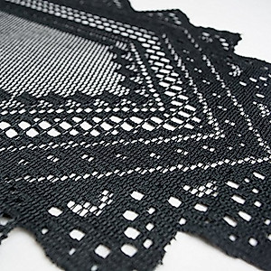 DII Black Lace Overlay Tabletop Collection Gothic Halloween Decor, Table Runner, 14x72, Black