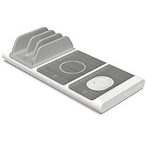 Scosche BLKIT1WT BaseLynx Modular Charging System - Wireless Charging Station with Apple Watch Charger - Qi-Certified Charger - Multi Device Charging Station with USB Ports for Portable Devices, White