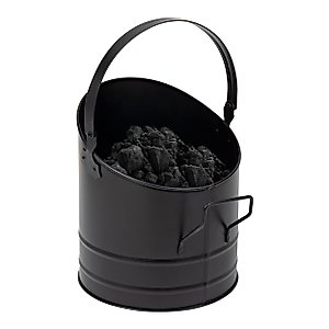 Mind Reader Ash Bucket, 6L (1.5 gal) Capacity, Wood Stove Fireplace Accessories, Metal, 9" L x 9" W x 10.5" H, Large, Black