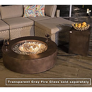 COSIEST 2-Piece Outdoor Propane Firepit Table Set w Tank Table, 40.5-inch Dark Fire Table (50,000 BTU) w 16 inches Tank Cover Side Table 20lb for Garden,Pool,Backyard