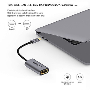 USB C to DisplayPort Adapter,QGeeM 4K@60HZ Thunderbolt 3 to Displayport Cable Compatible with MacBook Pro 2019/2018,ipad pro 2018,Surface Book,Dell XPS,Sumsang Galaxy S10 Note 9 Dex,USB C to DP Cable