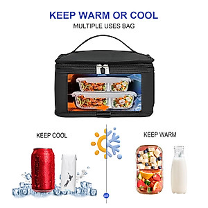 NOL Natural Organic Lifestyle Small Lunch Bag Mini Lunch Box Insulated Lunch Bag for Men/Women Leakproof Cooler Tote Bag Lightweight Nylon Waterproof Lunch Box For Work, Black