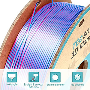TECSONAR Silk Dual Color PLA Filament Coextrusion Filament Multicolor 3D Printer Filament 1kg Dichromatic Filament 1.75mm (± 0.03 mm) Compatible w/Most of 3D Printer, Silk Blue Rose Red