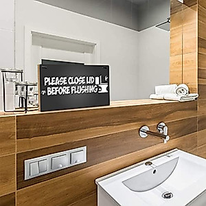 IARTTOP Bathroom Wood Sign-12.5x25cm,Toilet Warning Sign Wooden Plaque Hanging Wall Art ,Please Close Lid Before Flushing Hanging Washroom Bathroom Toilet Home Decoration