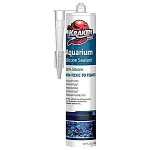 Kraken Bond 100% Silicone Aquarium Safe Sealant - Waterproof Bond to Glass, Non-Toxic Aquarium Sealer Clear for Freshwater & Saltwater Aquarium | 1 Pack, 10.1 Fl. Oz. Cartridge