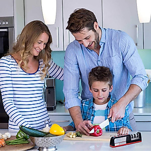 Cubikook Kitchen Knife Sharpener - Complete 3-stage Knife Sharpener CS-T01 with Diamond Dust Rods, Sturdy Design, Non-slip Base Pat, Easy and Safe to Use, Fast and Effective Manual Sharpening Tool