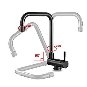 Folding Kitchen Faucets Folding Kitchen Faucet with Inner Opening Window Hot and Cold Rotating Stainless Steel Kitchen Faucet Suitable for Kitchen Sink-Black-B (Color : Black-a)