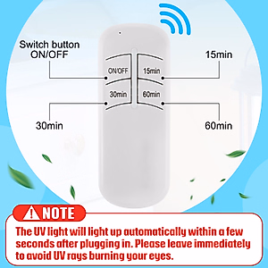 Qualirey UV Light Remote Control, UVC Germicidal Lamp Ultra Violet Light 3 Speed Timing 15/30/60 Minutes UVC Lamp for Home Hotel(38w with Ozone)
