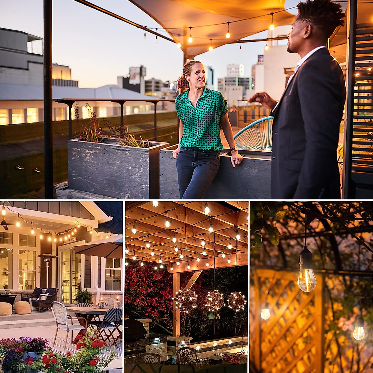 S14 Replacement LED Light Bulbs, Shatterproof & Waterproof 1W S14 LED Bulbs, E26 Base Patio Edison LED Light Bulbs for Outdoor String Lights , Warm White 2200K Plastic 70ML Non-Dimmable 48 Pack