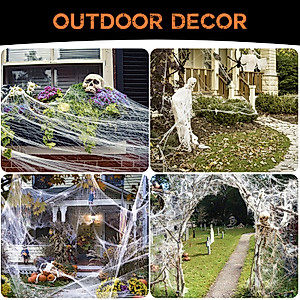 Aubeco 900 sqft Halloween Spider Webs with 30 Extra Fake Spiders, Outside Scary Decor, Super Stretchy Cobwebs Set for Halloween Decor Indoor and Outdoor Party Supplies