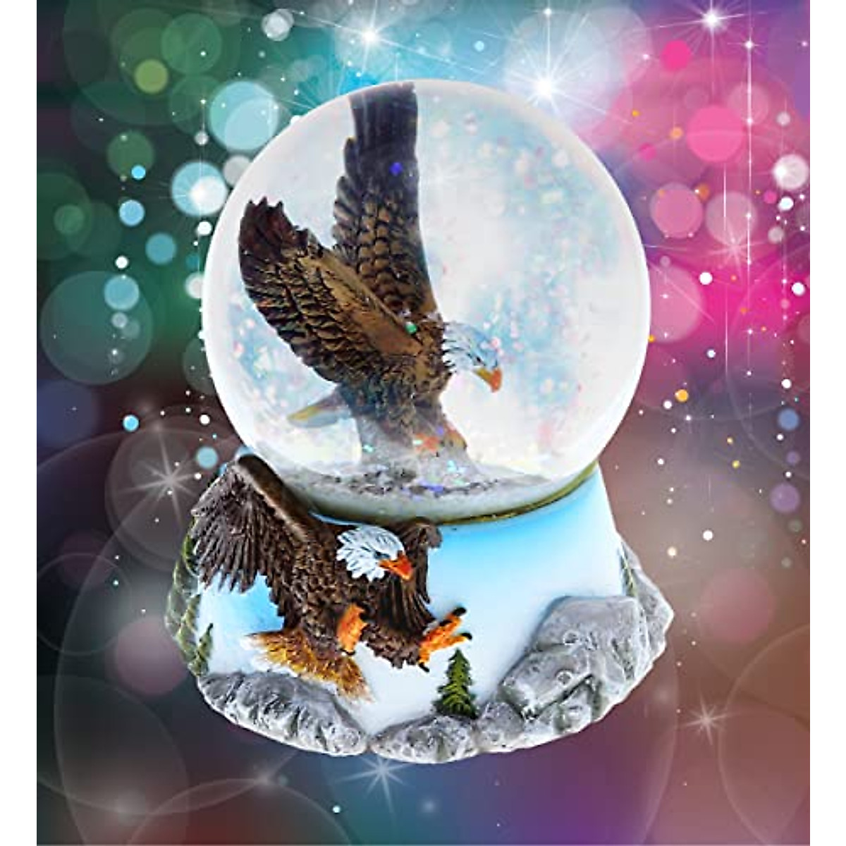 CoTa Global Eagle Snow Globe - Sparkly Water Globe Figurine with Sparkling Glitter, Collectible Novelty Ornament for Home Decor, for Birthdays, Christmas, and Valentine's Day - 65mm
