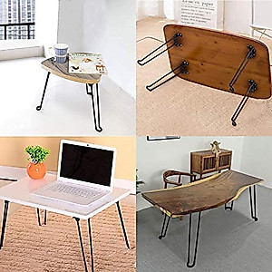 Enenes 17.7 Inch Folding Table Legs, 4 PCS Black Foldable Hairpin Table Legs, Height Heavy Duty Easy Install Folding Coffee Table Leg