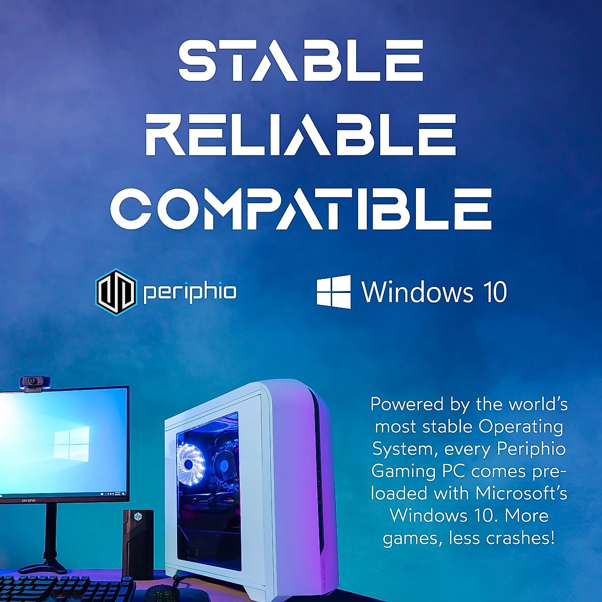 Periphio Vortex Prebuilt Gaming PC - GeForce RTX 3050 (6GB) GPU | Intel Core i5-6500 CPU (3.6GHz Turbo) | 1TB Solid State SSD | 16GB DDR4 RAM | Windows 10 Gaming Desktop Computer | WiFi + BT