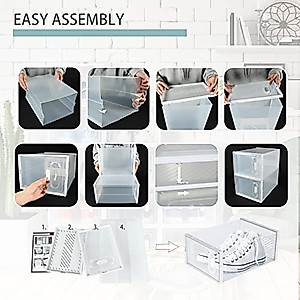 Hrrsaki 12 Pack Size 13 Shoe Storage Boxes, Shoe Boxes Clear Plastic Stackable, Shoe Organizer Boxes with Front Opening Lids, Ventilation and Dust-proof, Shoe Container Boxes for Closet, Bedroom, Bathroom
