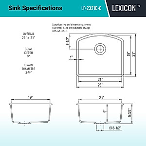 23" x 21" Quartz Kitchen Sink,D-Shaped, Single Bowl Kitchen Sinks, Drop in Kitchen Sink, Granite Composite Kitchen Sink, Undermount Sink, Galaxy Concrete kitchen sinks, with Grid, Strainer, LP-2321D-C