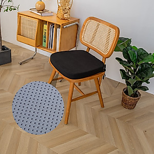 Eiury Kitchen Chair Cushions with Ties - High Density Sponge Seat Cushion and Dining Room Chair Pad 17 X 16.5 Inches Non Slip Rubber Back Seat Cover Machine Washable Black