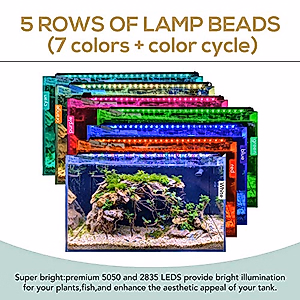hygger 14W 24/7 Lighting Aquarium LED Light, Sunrise-Daylight-Moonlight Mode and DIY Mode, Adjustable Timer Adjustable Brightness Fish Tank Light with Extendable Bracket 7 Colors for Planted Tank