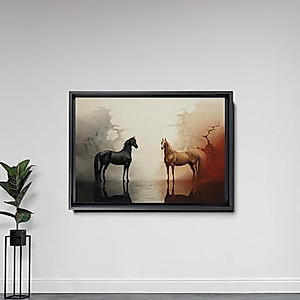 Majestic Black Stallion Galloping In The Clouds, Black Horse On Salt Flats, Canvas Print, Black Horse Print, Black Horse Wall Art