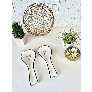 OAKOA 2 Pack Spoon Rest for Stove Top - Fork Me Spoon Me - Kitchen Spoon Holder for Kitchen Counter - Ceramic Ladle Holder - White Utensil Rest for Countertop - Cute Funny Farmhouse Spatula Holder