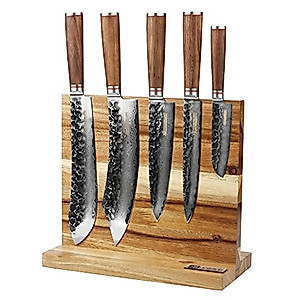 YOUSUNLONG Magnetic Knife Block - Magnetic Knife Holder - Magnetic Knife Stand - Double Sided Magnetic Acacia Wood - Holds 10 inch knives - Large Cutlery Display Stand and Storage Rack