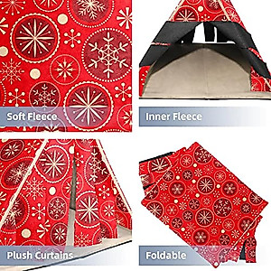 Y-DSIWX Guinea Pig Hideout Cozy Hamster House Cave for Bunny Chinchilla Hedgehog Small Animal Red Christmas Snowflake Pattern