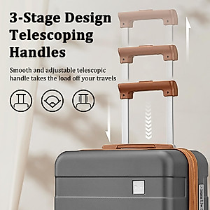 imiomo Carry on Luggage, 20 IN Carry-on Suitcase with Spinner Wheels, Hardside 3PCS Set Lightweight Rolling Travel Luggage with TSA Lock(20"/Grey)