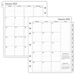 2024 Monthly Planner Refill Folio Size, 12 Months Run January 2024 to December 2024, Two Pages Per Month, 8-1/2" x 11", Size 5