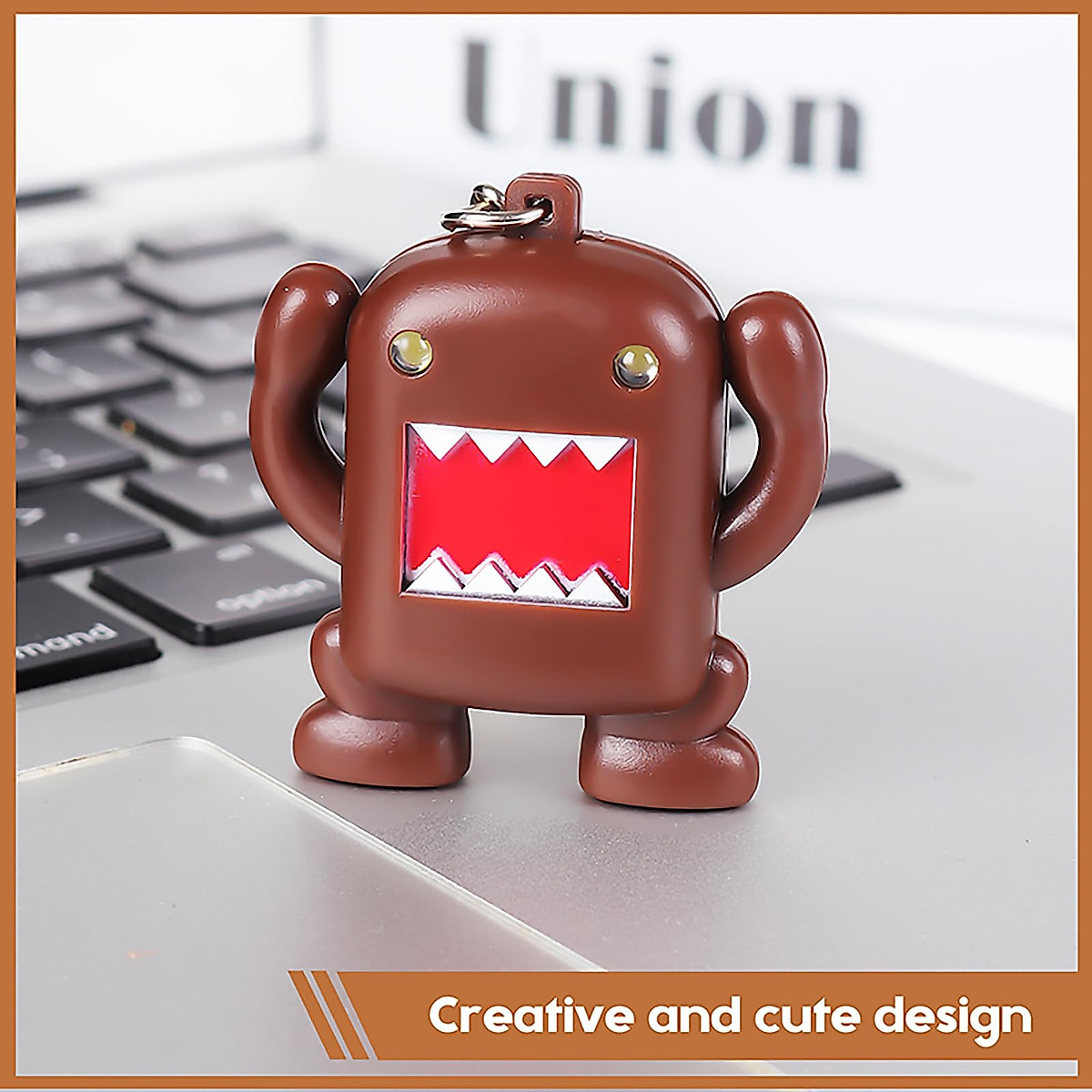 Pealonster Domo kun LED Keychain Flashlight - Ultra Bright, Cute Design with Sound Effects - Perfect for Car Keys and On-the-Go Fun - Battery Included