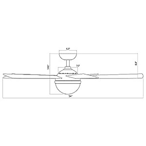 WAC Smart Fans Eclipse Indoor and Outdoor 5-Blade Ceiling Fan 54in Brushed Nickel Titanium with 3000K LED Light Kit and Remote Control works with Alexa and iOS or Android App
