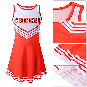 Hotfiary Cheerleader Costume for Girls Toddler Halloween Cheerleading Outfit for Dress Up Party Birthday Gift 3-12 Year