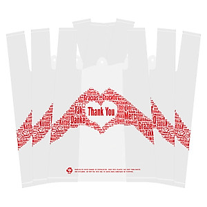 Thank You T-Shirt Bags Shopping Merchandise Bags Pack of 100 Reusable and Disposable Grocery Bags 12" x 6.5" x 20" 30 mic Standard Supermarket Size White Bag Take Out / To Go Bags for Restaurant