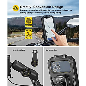 iMESTOU Waterproof Motorcycle Wireless Mount with USB-C Fast Charger, Anti-Theft 1" Ball Phone Holder with Aluminum Handlebar Mounting Base Fits for 5.5"-6.8" Cellphones (L)