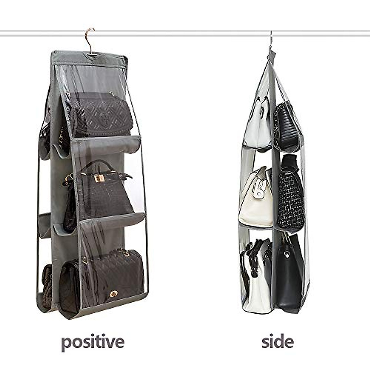 DIOMMELL Purses Hanger Hanging Handbag Organizer Bags Storage Holder for Closet with 6 Larger Pockets
