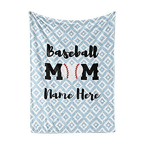 Personalized Corner Customized Baseball Mom Fleece Throw Blanket - Warm Lightweight Stadium Blankets for Team Moms