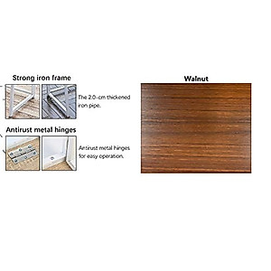 DESTURE Home Office Computer Desk, Easy Two Step Quick Folding Small Desk Home Office Study Desk Metal Frame, Modern Simple Laptop Table Brown 40''