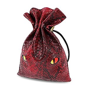 Dice Bag Can Hold 6 Dice Sets, Glow in The Dark Eyes Large Dragon D and D Dice Storage Bag for DND Board Games, Red Fiery Dragon Leather Coin Pouch for Fantasy RPG Games Accessories, Drawstring Pouch