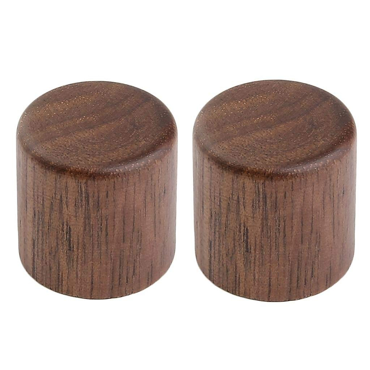 KAISH 2-Pack Wood Knobs Tele Style Flat Top Dome Knobs Guitar Bass Wood Knob Barrel Knobs Walnut Wood
