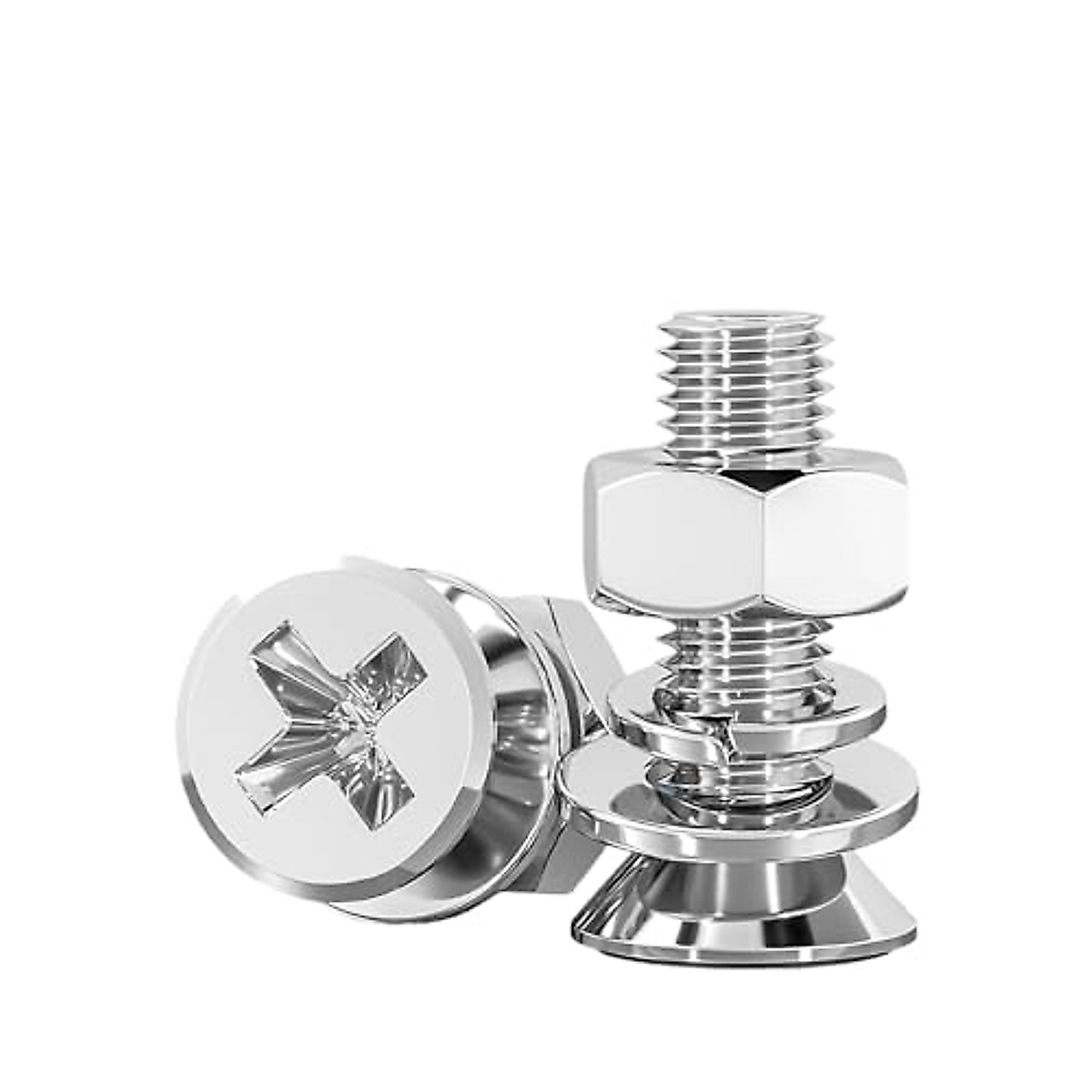 COYOUCO 200PCS M5X6/8/10/12/14Mm Flat Head Machine Screw Cross Recessed Threaded Countersunk Screw Bolt Nuts Flat Lock Washer201stainless Steel,M5*12 200