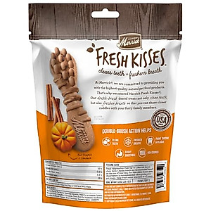 Merrick Fresh Kisses Natural Dental Chews, Treats Infused with Pumpkin and Cinnamon for Medium Dogs 25-50 Lbs - 8.1 oz. Pouch