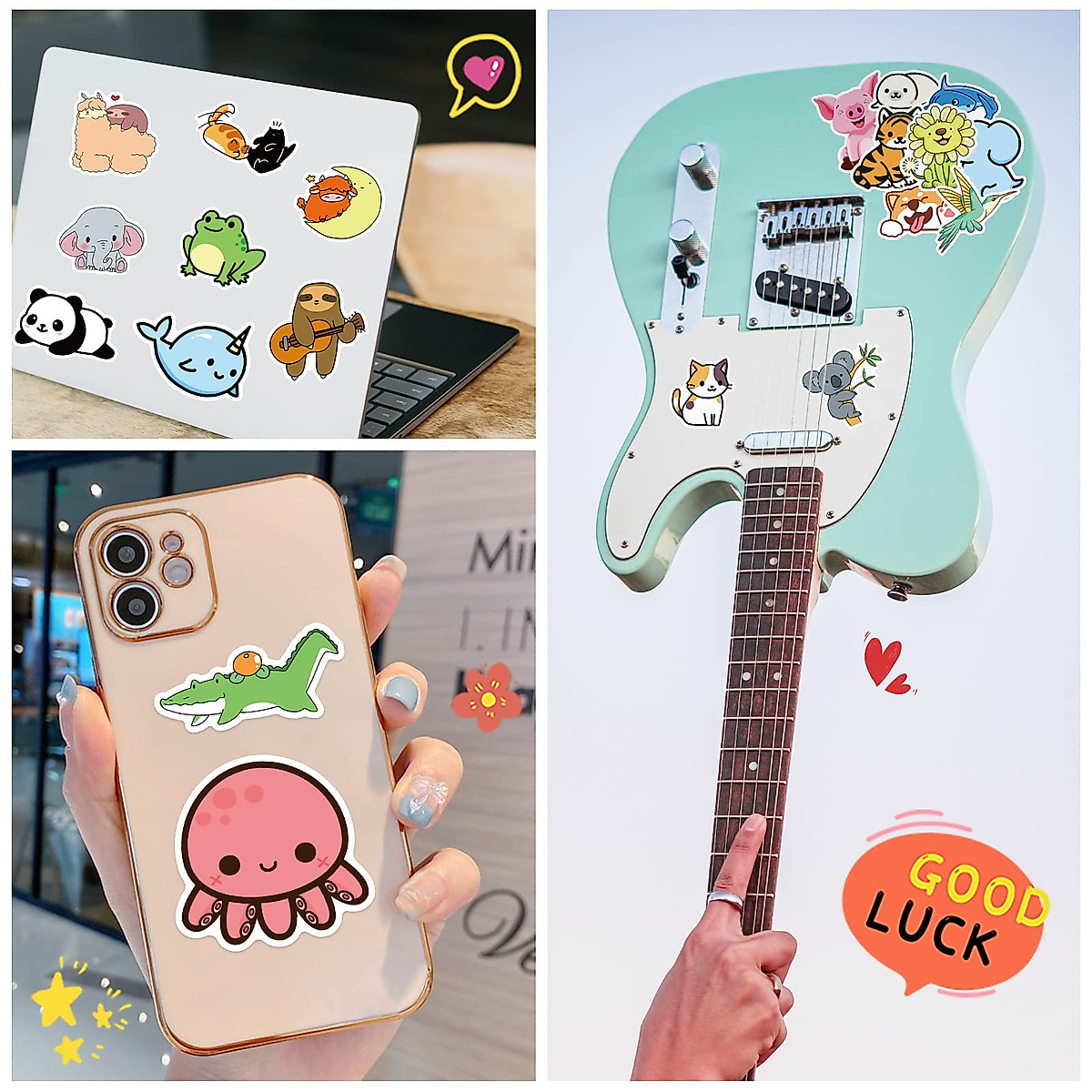 300Pcs Cute Animal Stickers for Kids, Kawaii Stuff Water Bottle Stickers Pack Vinyl Waterproof Vsco Laptop Skateboard Stickers Aesthetic Computer Phone Stickers for Kids Teens Girls